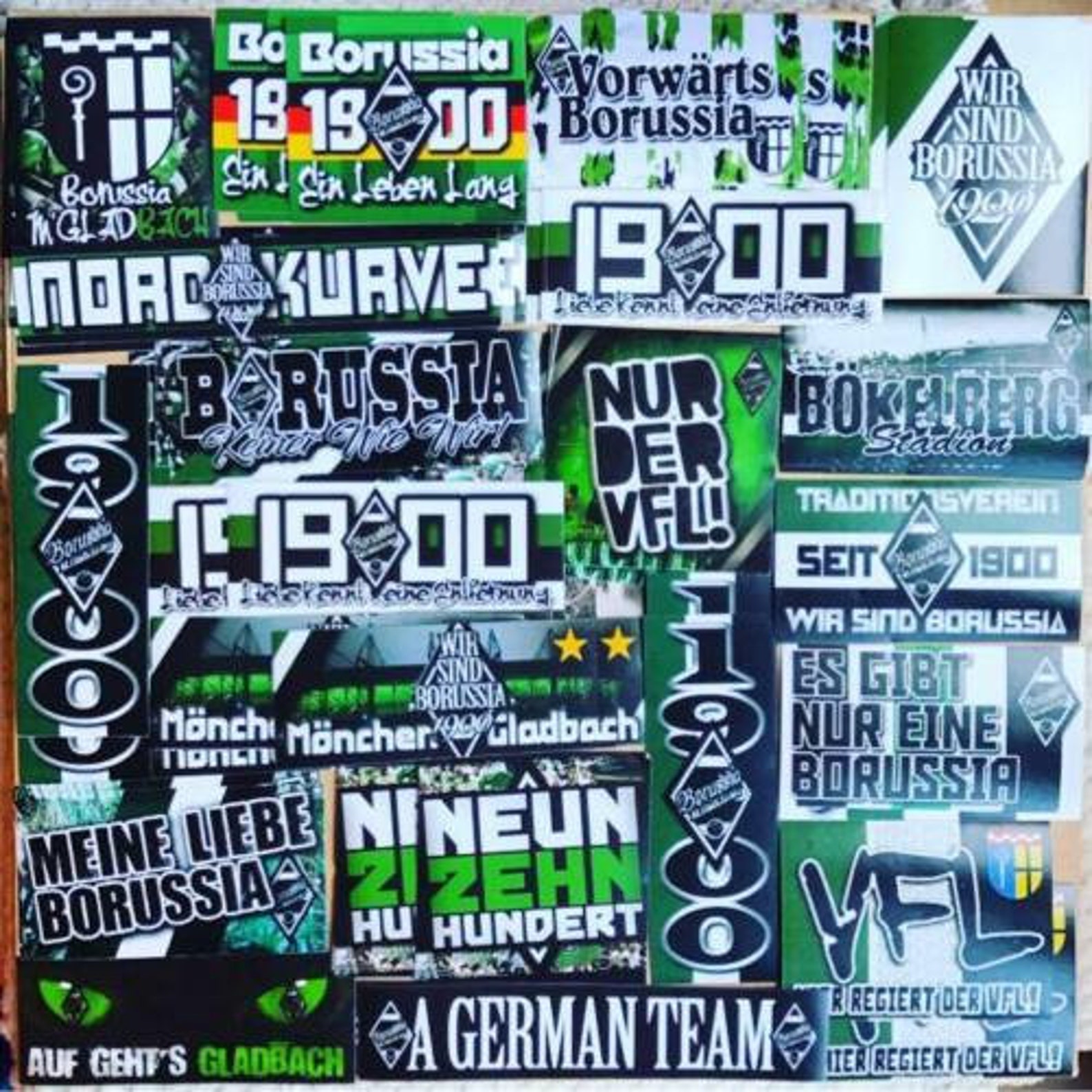 100 x Borussia Mönchengladbach Stickers geïnspireerd door BMG Aufkleber ...