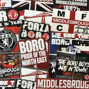 100 X Middlesbrough Stickers - Based on Poster Shirt Scarf Pin Badge ...