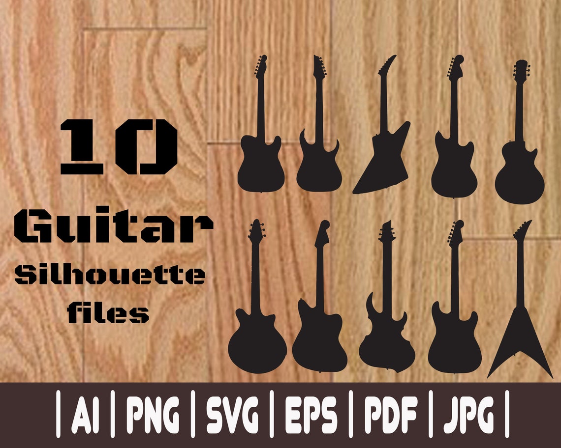 10 Guitars SVG Pack Cut Files Digital Vector Files Guitar | Etsy