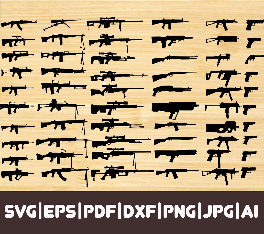 60 Gun Pack SVG Cut Files | Digital Vector Files | Gun Silhouettes ...