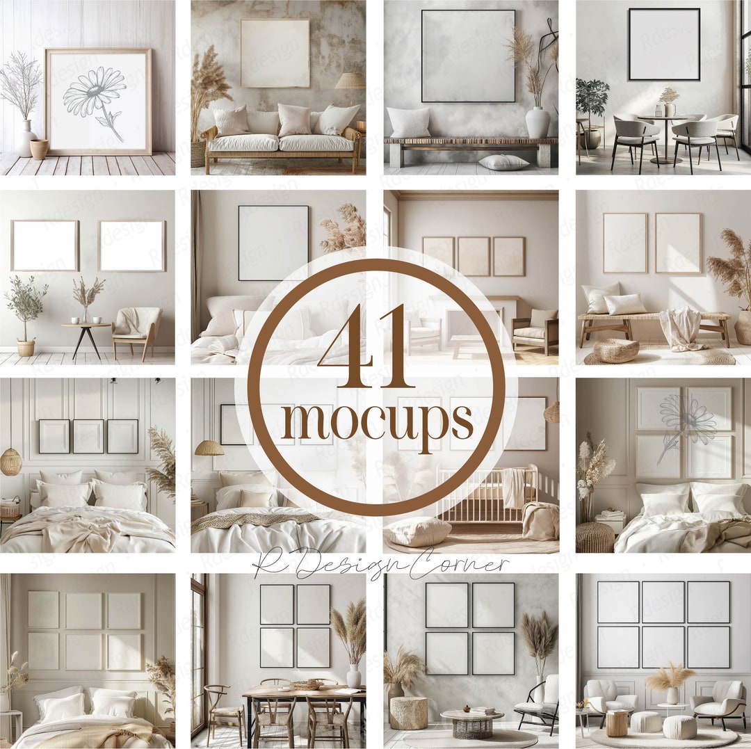 Discount 25% off ,boho Interior Multy Frame Mockup Bundle 41 PSD & JPG ...