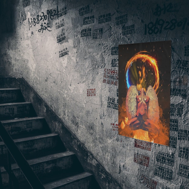 FIRE ANGEL Poster, Angel Artwork, Divine Feminine, Spiritual Art ...