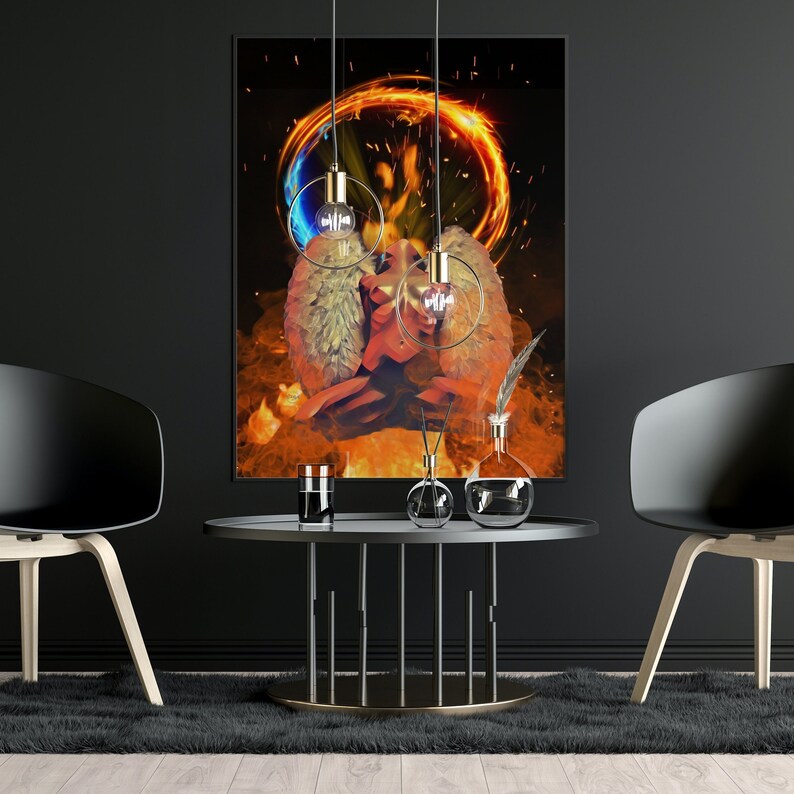 FIRE ANGEL Poster, Angel Artwork, Divine Feminine, Spiritual Art ...