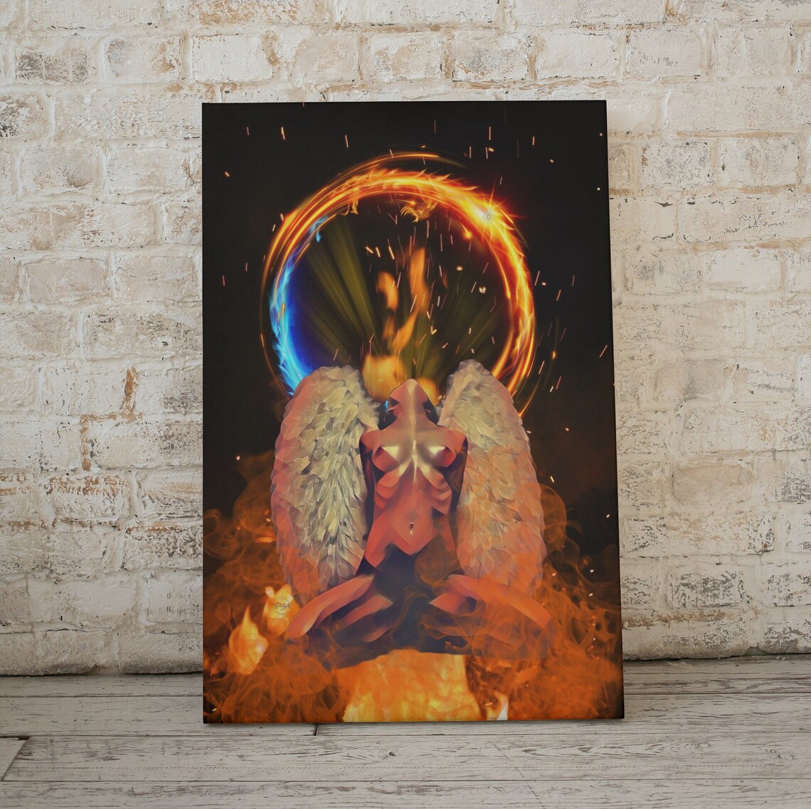 FIRE ANGEL Poster, Angel Artwork, Divine Feminine, Spiritual Art ...