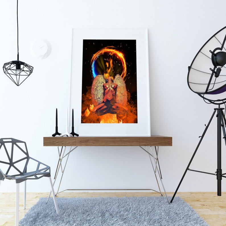 FIRE ANGEL Poster, Angel Artwork, Divine Feminine, Spiritual Art ...