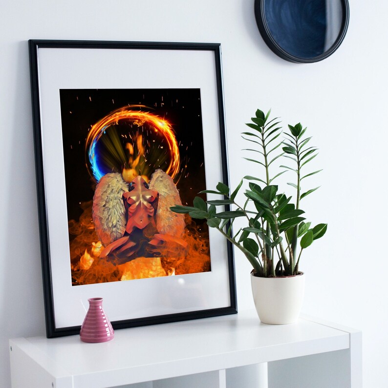 FIRE ANGEL Poster, Angel Artwork, Divine Feminine, Spiritual Art ...