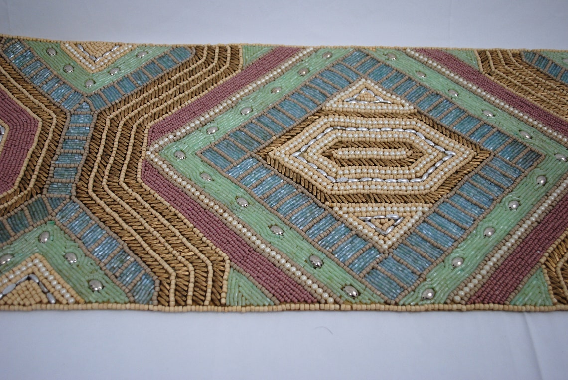 Blue Table Runner Sea Green Table Runner Geometrical Linens - Etsy UK