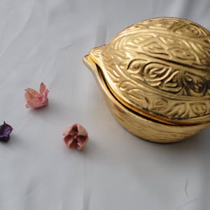 Key Dish, Trinket Bowl, Gold Walnut Shaped Trinket Bowl, Gold Key Bowl ...