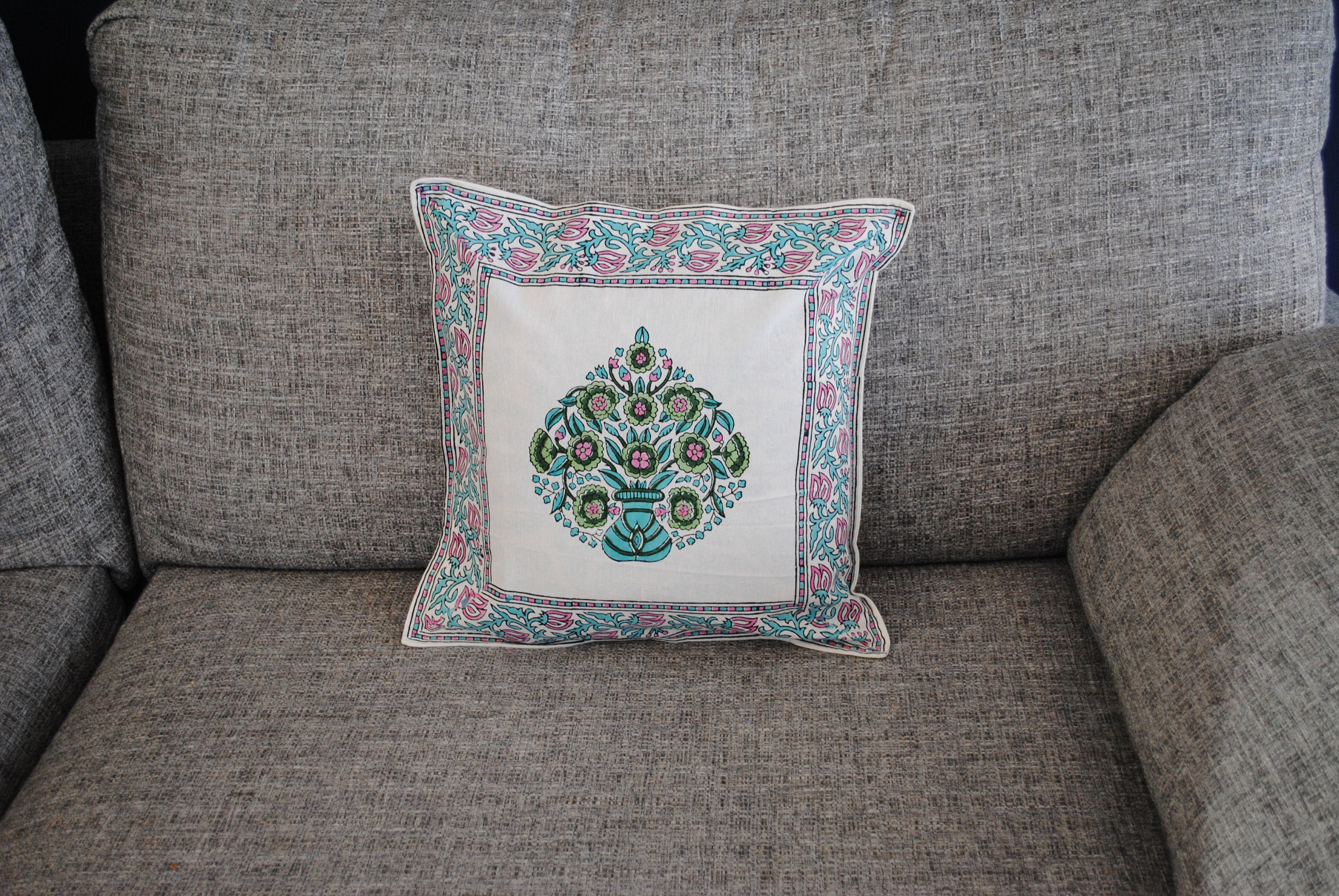 Hand Painted Cushions Block Printing Cushions Nature Themed | Etsy