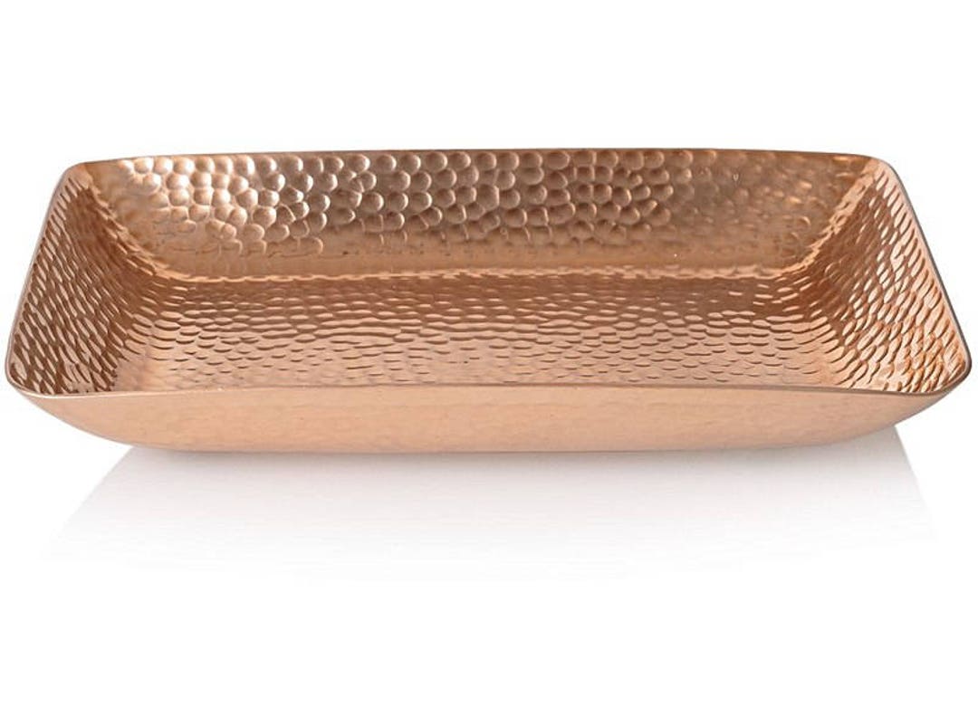Pure Copper Tray Rectangle, Hand Hammered Copper Tray, Rectangle Copper ...