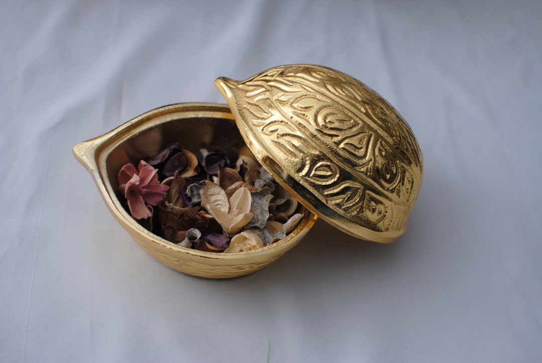 Key Dish, Trinket Bowl, Gold Walnut Shaped Trinket Bowl, Gold Key Bowl ...