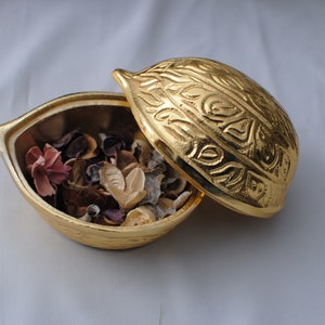 Key Dish, Trinket Bowl, Gold Walnut Shaped Trinket Bowl, Gold Key Bowl ...