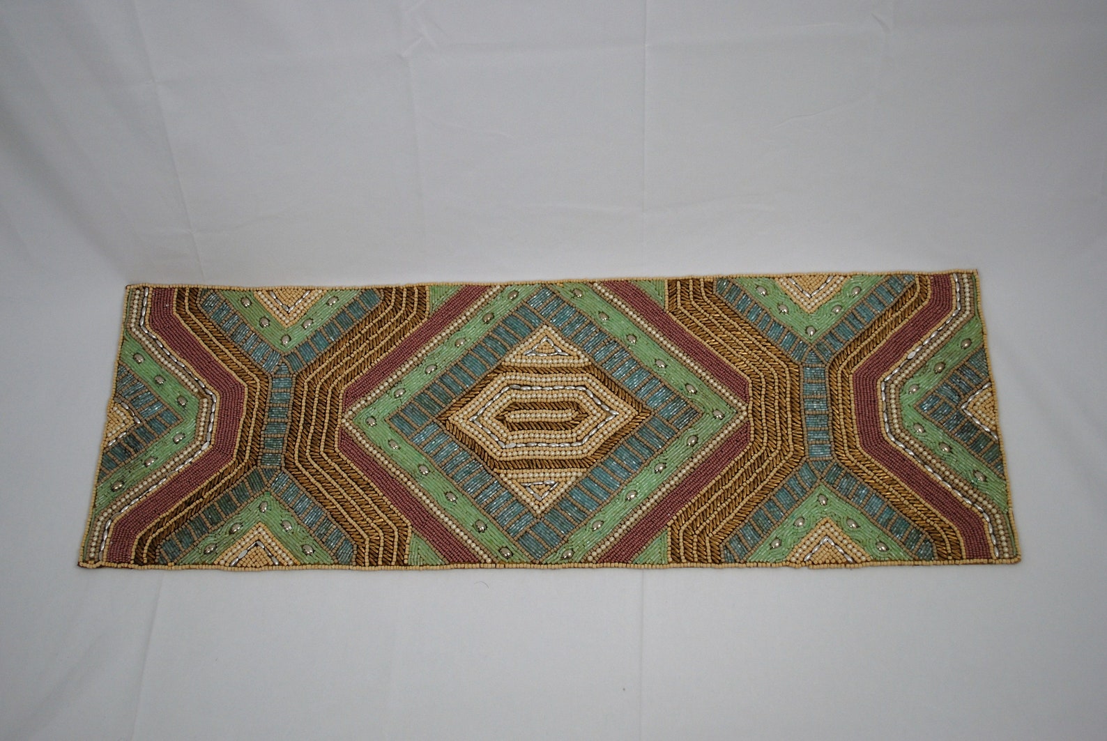 Blue Table Runner, Sea Green Table Runner, Geometrical Linens, Hand ...