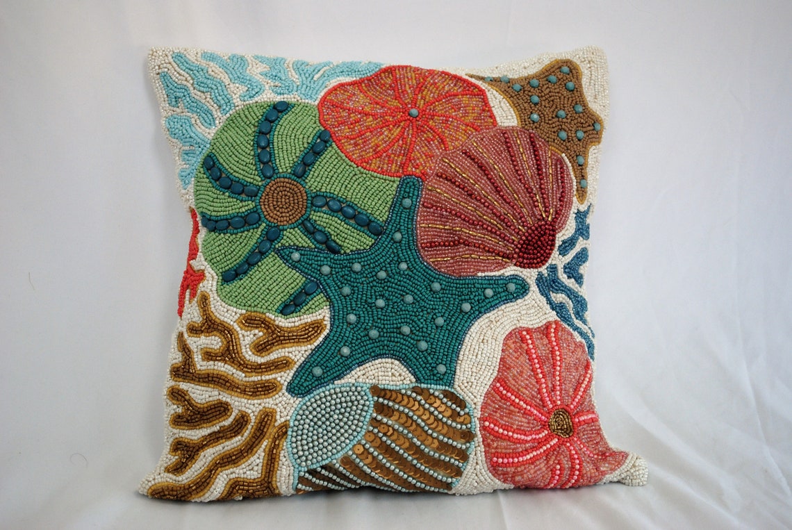Sea Life Throw Cushion Star Fish Cushion Cover Embroidered | Etsy UK
