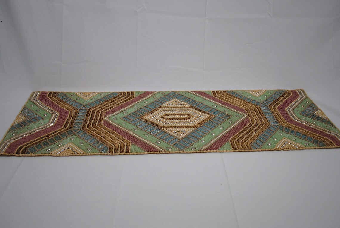 Blue Table Runner Sea Green Table Runner Geometrical Linens - Etsy UK