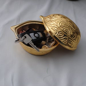 Key Dish, Trinket Bowl, Gold Walnut Shaped Trinket Bowl, Gold Key Bowl ...