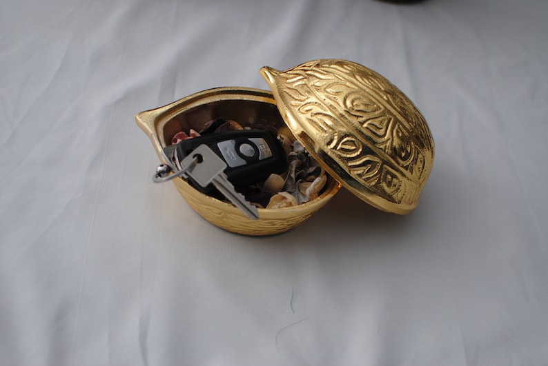 Key Dish Trinket Bowl Gold Walnut Shaped Trinket Bowl Gold - Etsy