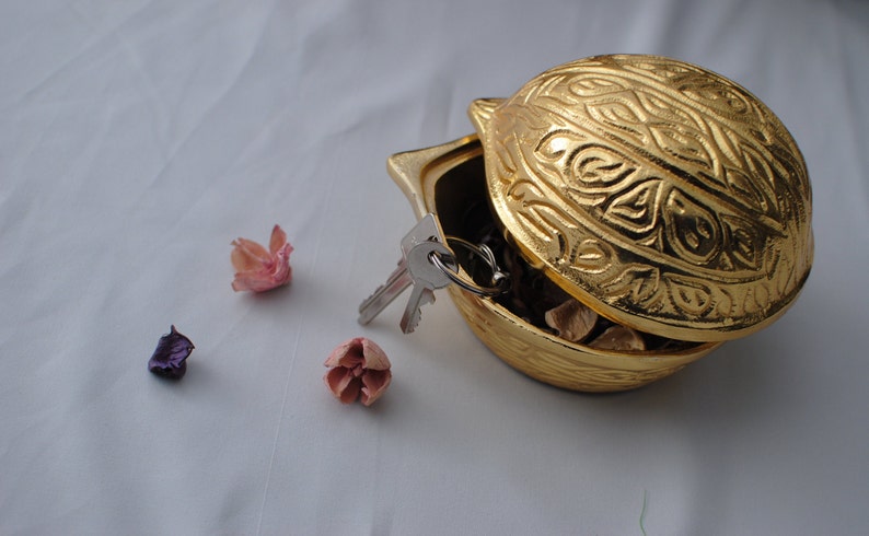 Key Dish Trinket Bowl Gold Walnut Shaped Trinket Bowl Gold - Etsy