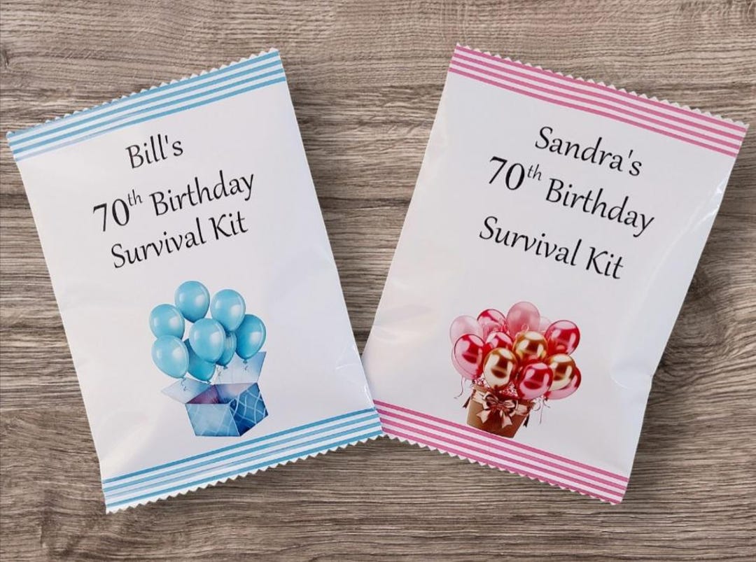 Personalised 70th Birthday Survival Kit: Novelty Gift Bag, Includes ...