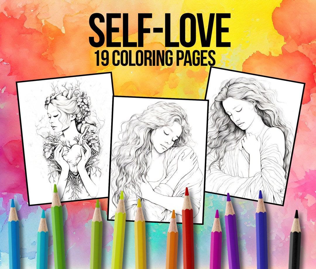 19 Coloring Pages About Self-love for Women, Art Therapy, Coloring Book ...