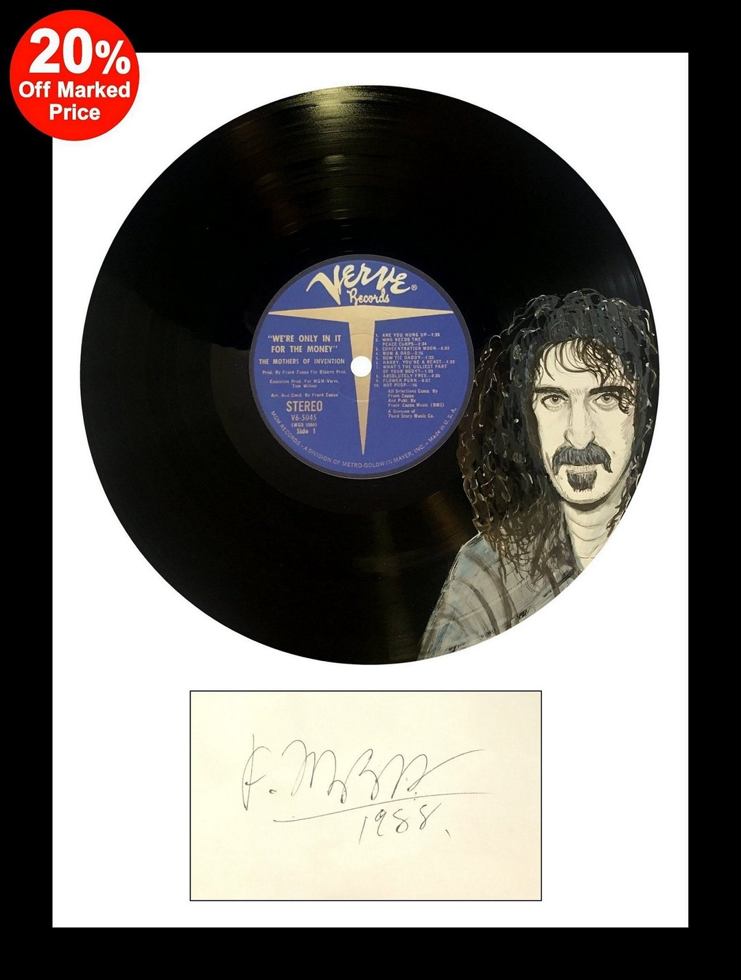 Frank Zappa Music Legend Authentic Hand Signed Autograph With Hand ...