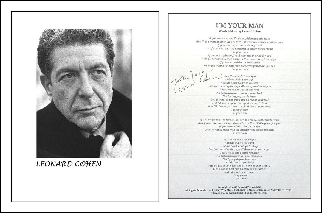 Leonard Cohen * Music Legend * Authentic Hand Signed Autograph - Etsy