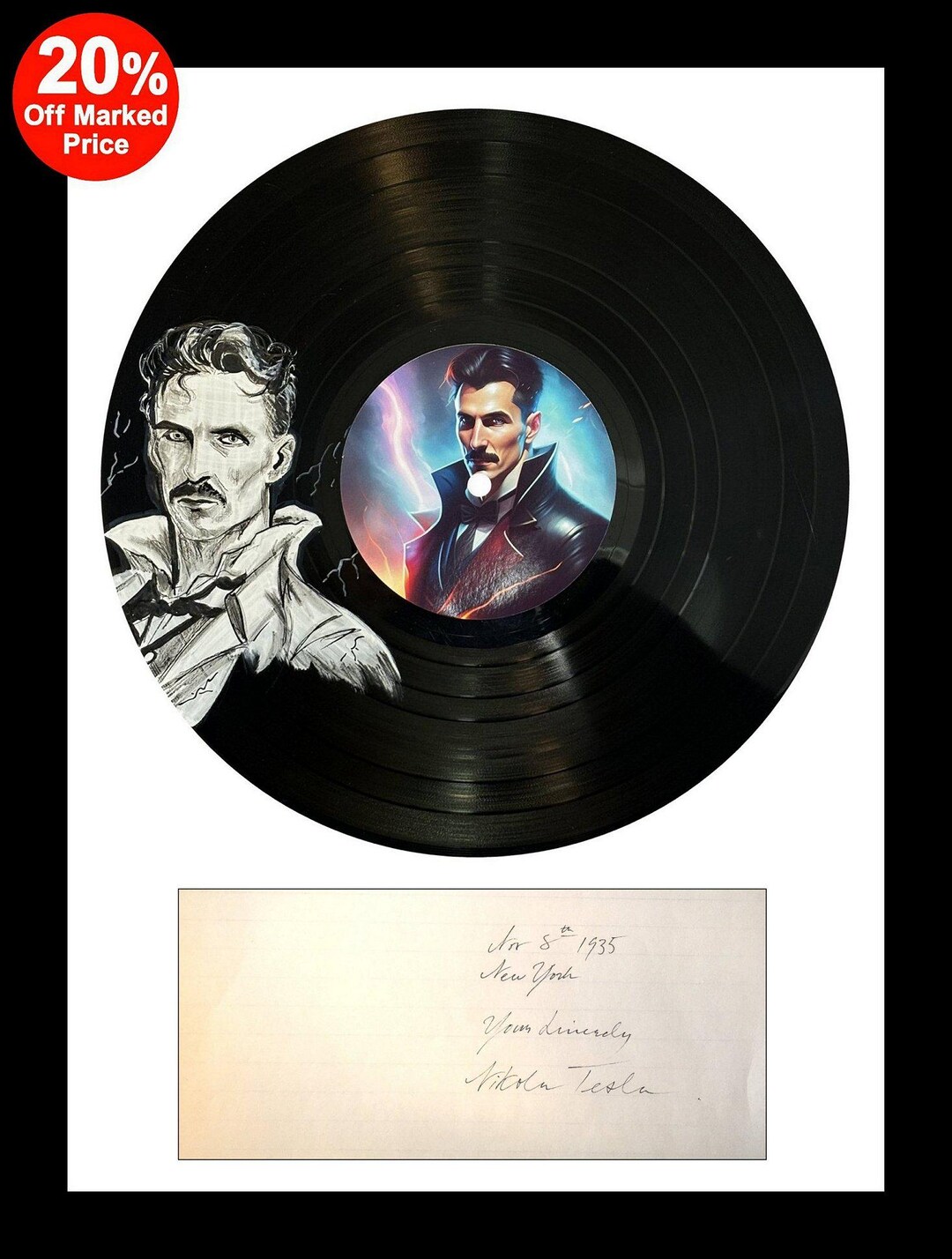 Nikola Tesla Science Legend Authentic Hand Signed Autograph With Hand ...