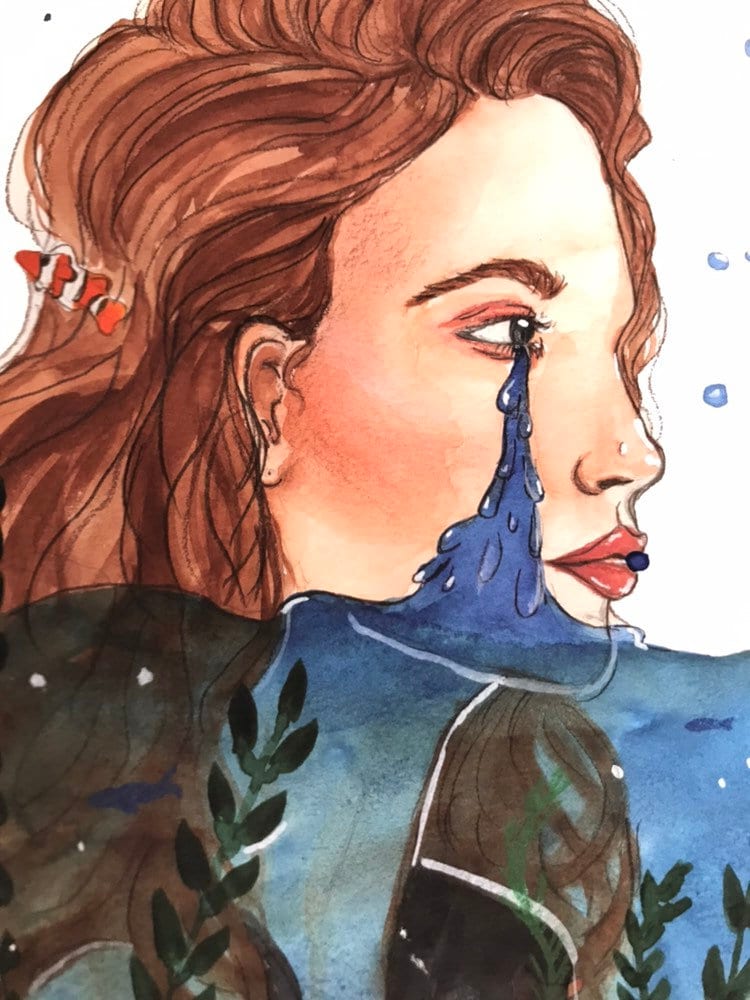 World in Tears - Watercolor Print - Etsy
