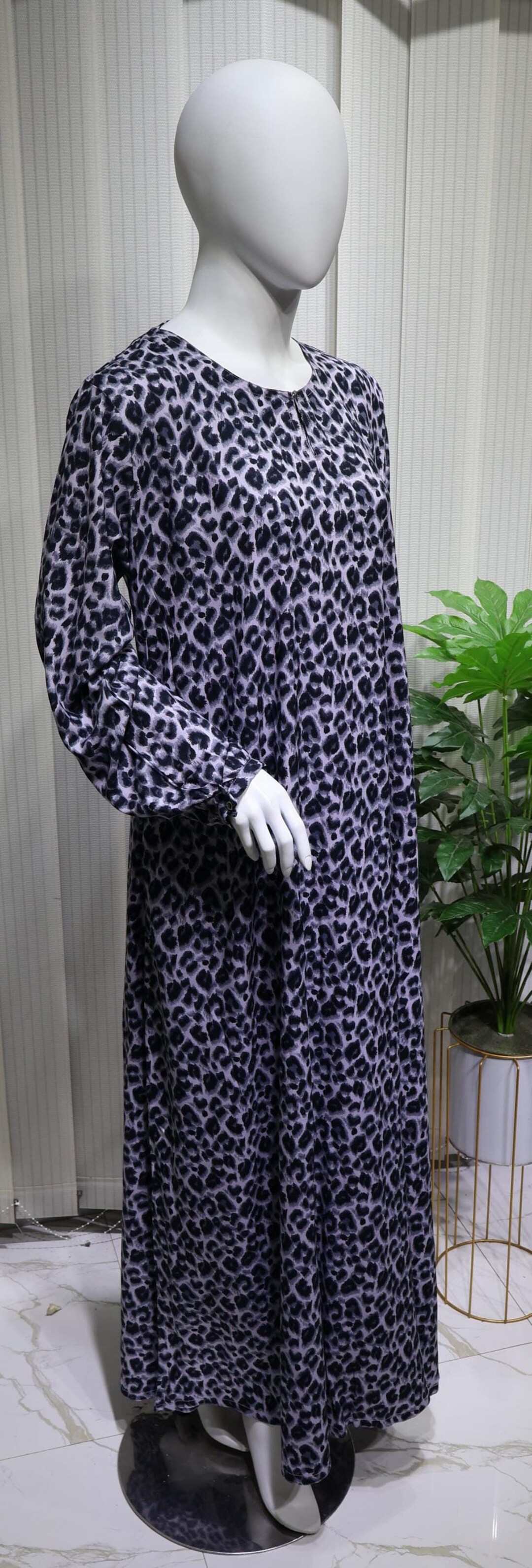 PURPLE LEOPARD - Linen ABAYA Modest Dress Islamic Clothing, Best for ...