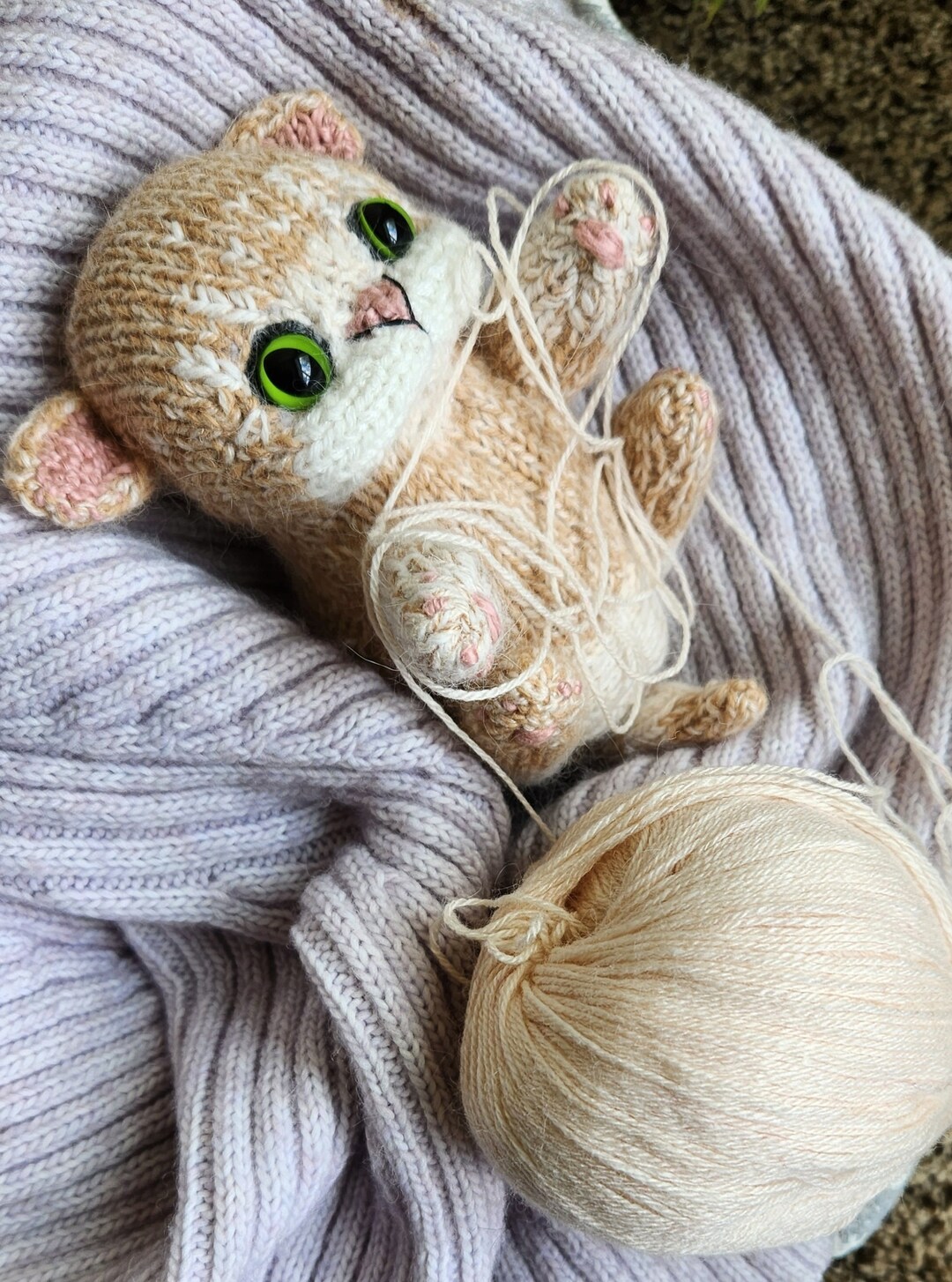 Realistic Kitten Stuffed Kitten Plushie Kitten Knit Kitten Knitted Cat ...