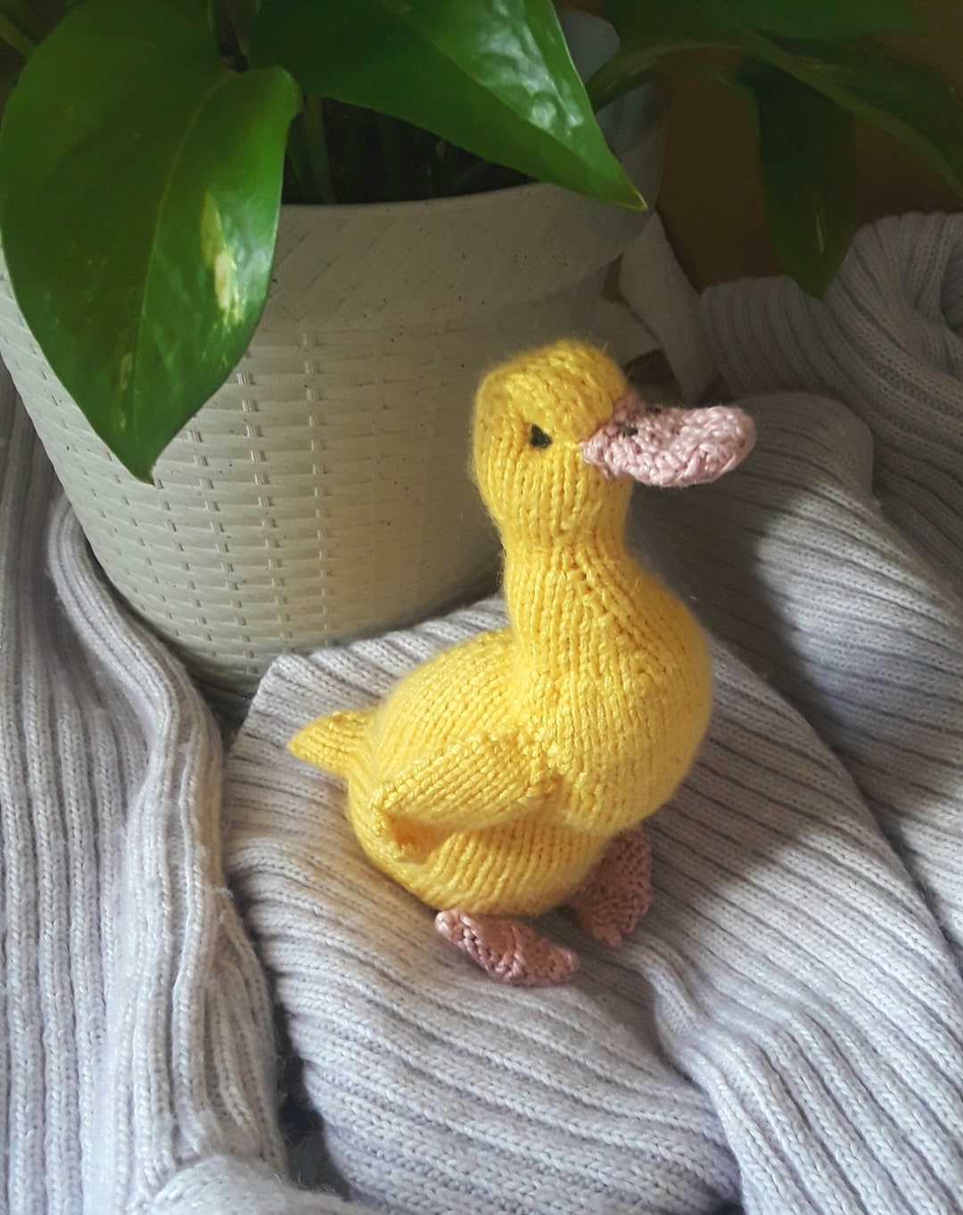 Knit Yellow Duckling Plushie: Merino Wool Pocket Toy - Etsy