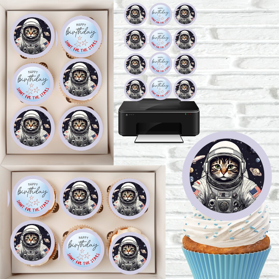 Space Birthday, Moon, Sun, Cupcake Toppers, Cake Toppers, Space Party ...