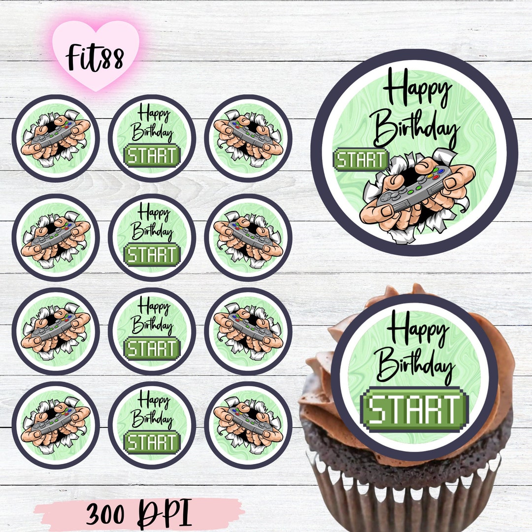 Gamer Toppers, Gamer Cupcake Toppers, Gamer Cake Topper, Gamer Birthday ...