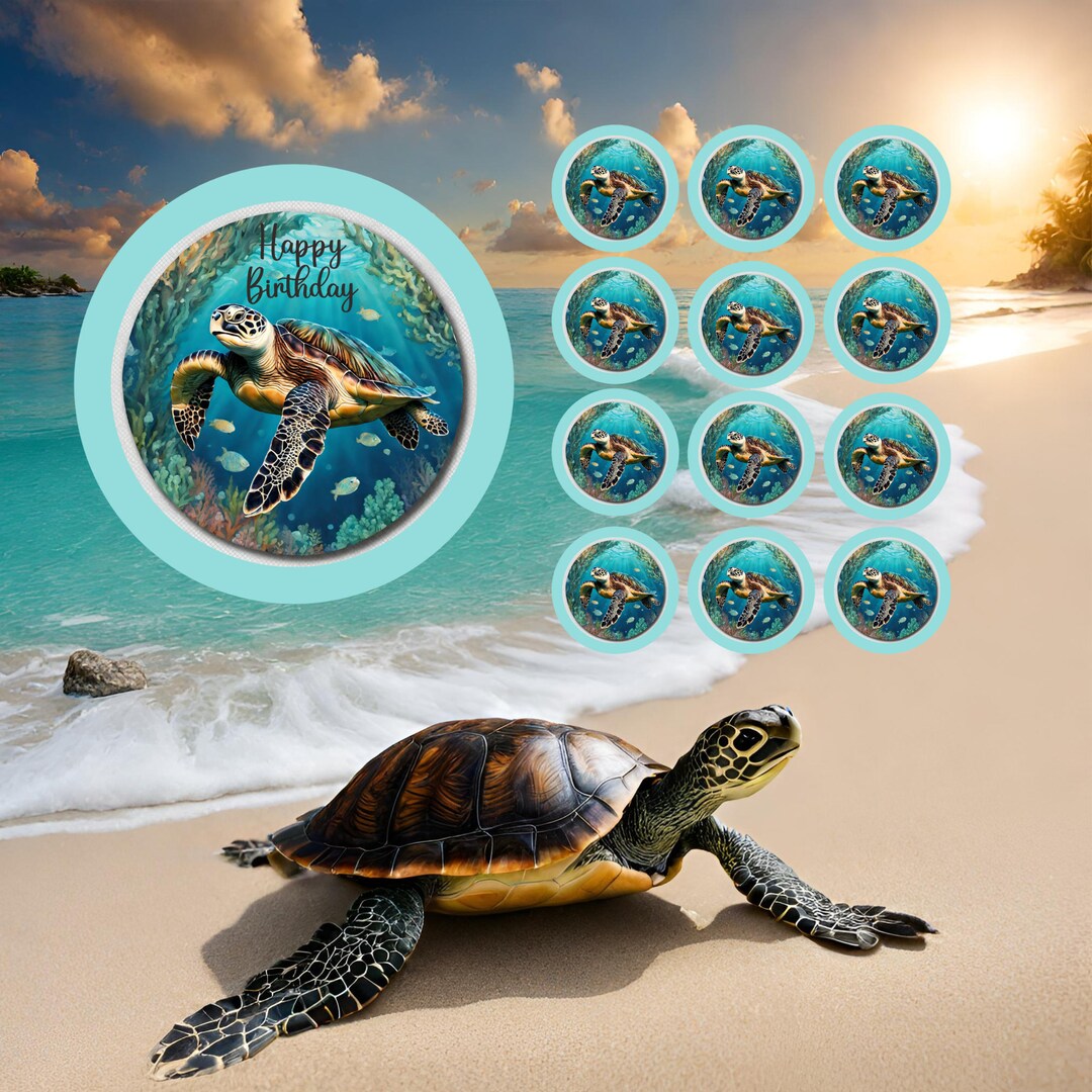 Sea Turtle Toppers,sea Turtle Cupcake and Cake Party Toppers,sea Turtle ...