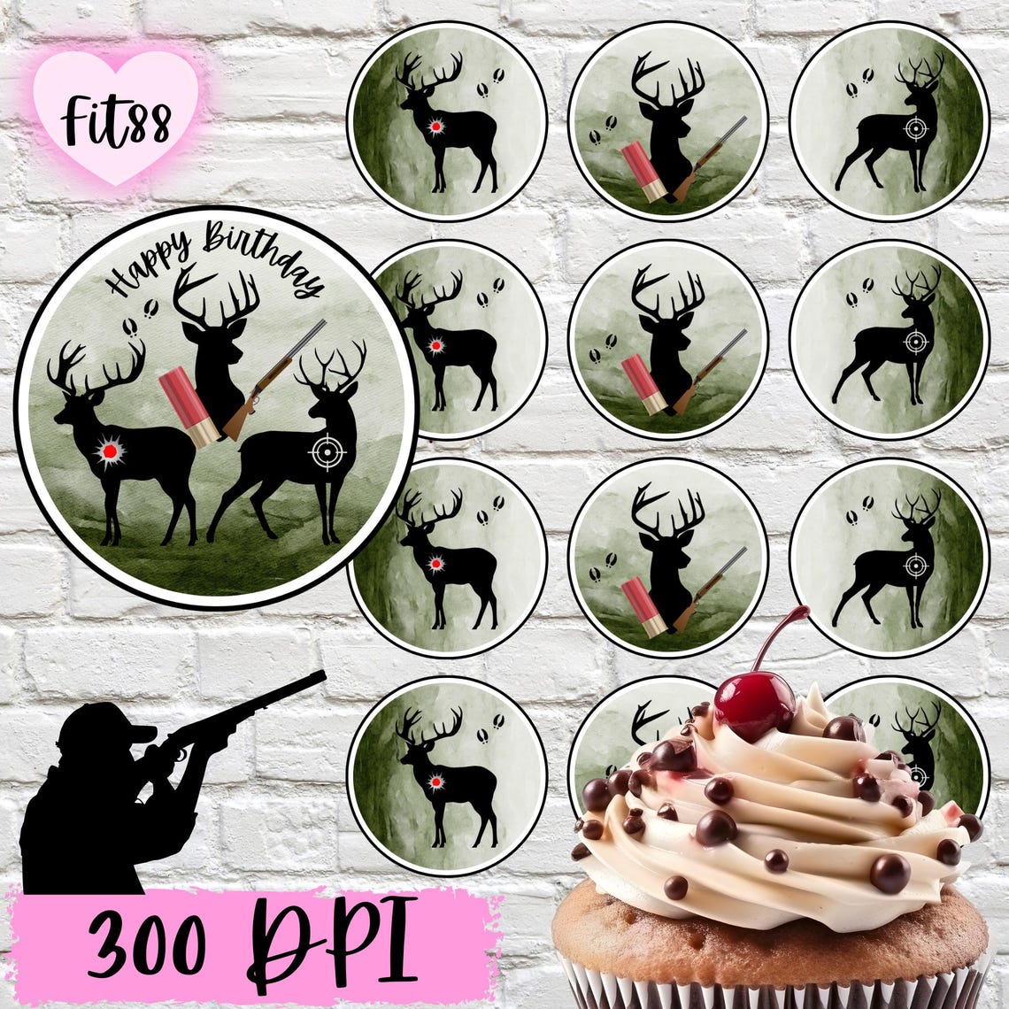 Deer Toppers, Deer Cake Topper, Deer Cupcake Toppers, Deer Hunting ...