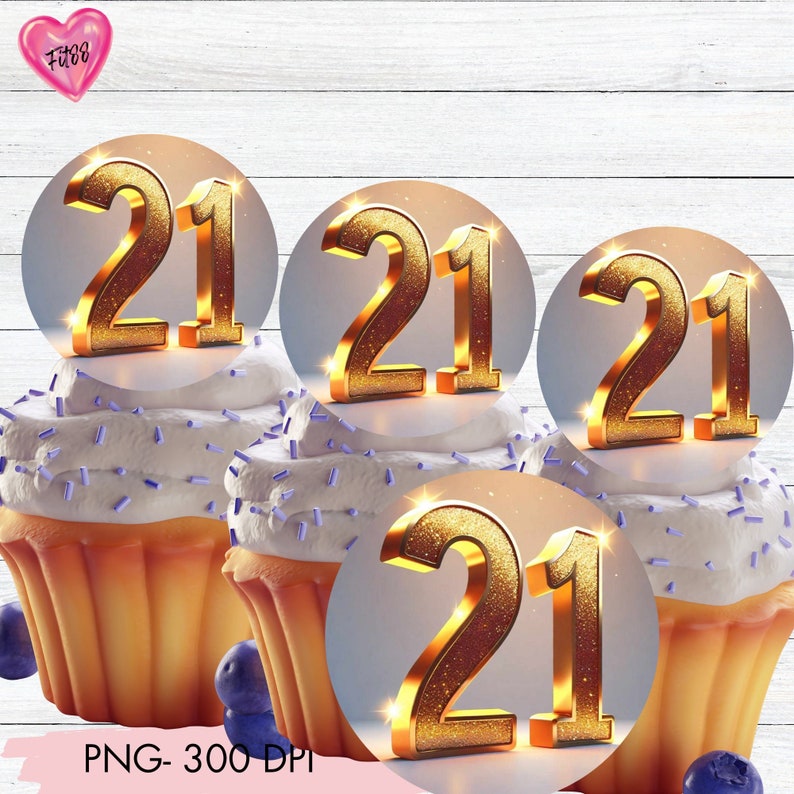 21st Birthday Cupcake Toppers, 21st Birthday Cake Toppers, 21st ...