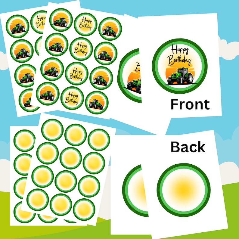 Tractor Cupcake Toppers, Tractor Cake Topper, Tractor Toppers, Tractor ...