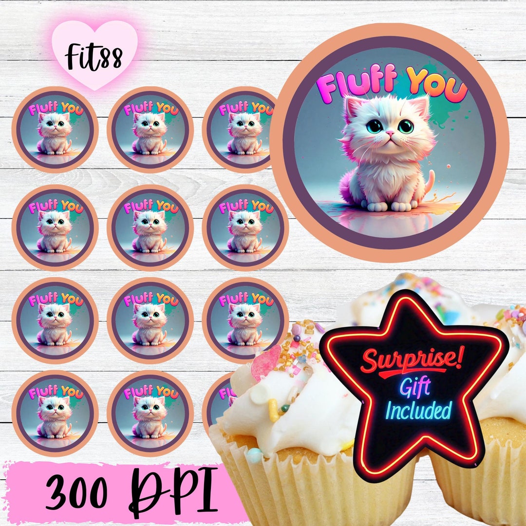 Fluffy Cat Toppers, Cat Toppers, Cat Cake Topper, Neon Cat Topper, Neon ...