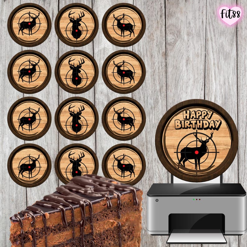Deer, Deer Cake Topper, Deer Cupcake Toppers, Hunting, Birthday, Deer ...
