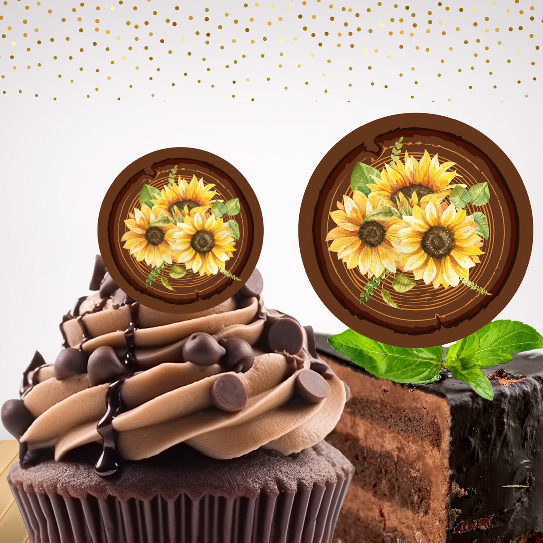 Sunflower Toppers,sunflower Cake and Cupcake Toppers,sunflower Toppers ...