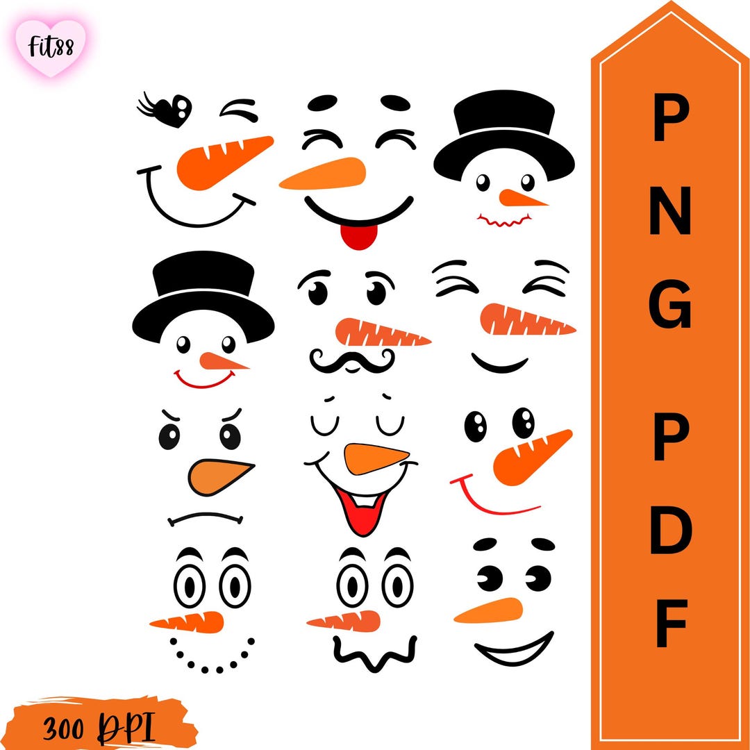 Snowman Face Prints, Snowman Face Decor, Snowman Faces PDF, Snowman ...
