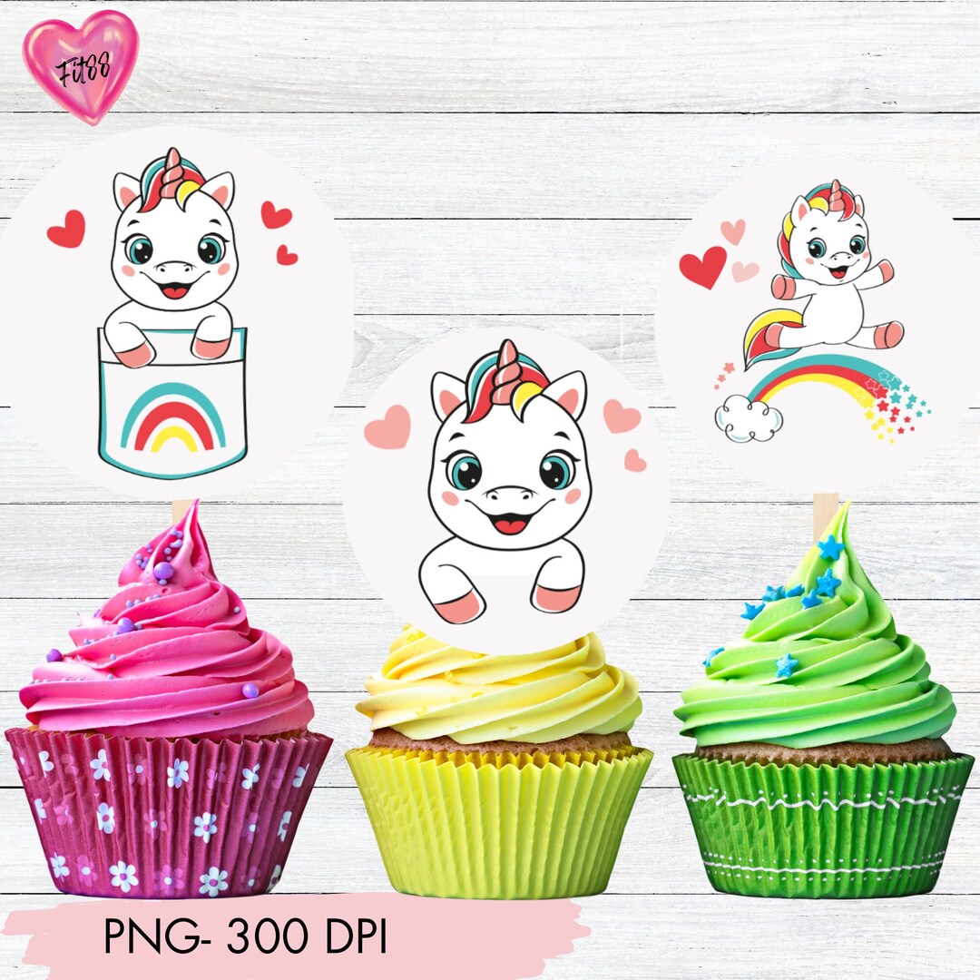 Unicorn Cupcake Toppers, Unicorn Toppers, Unicorn Decorations, Unicorn ...
