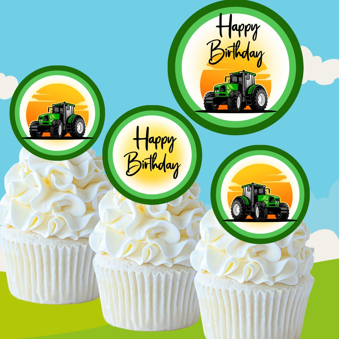 Tractor Cupcake Toppers, Tractor Cake Topper, Tractor Toppers, Tractor ...