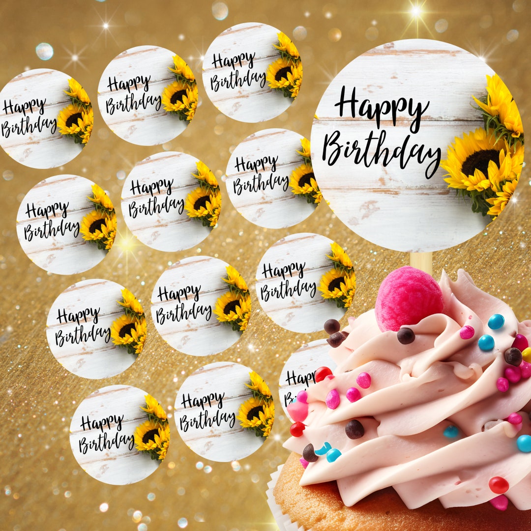 Sunflower, Sunflower Birthday, Sunflower Cake Topper, Sunflower Cupcake ...