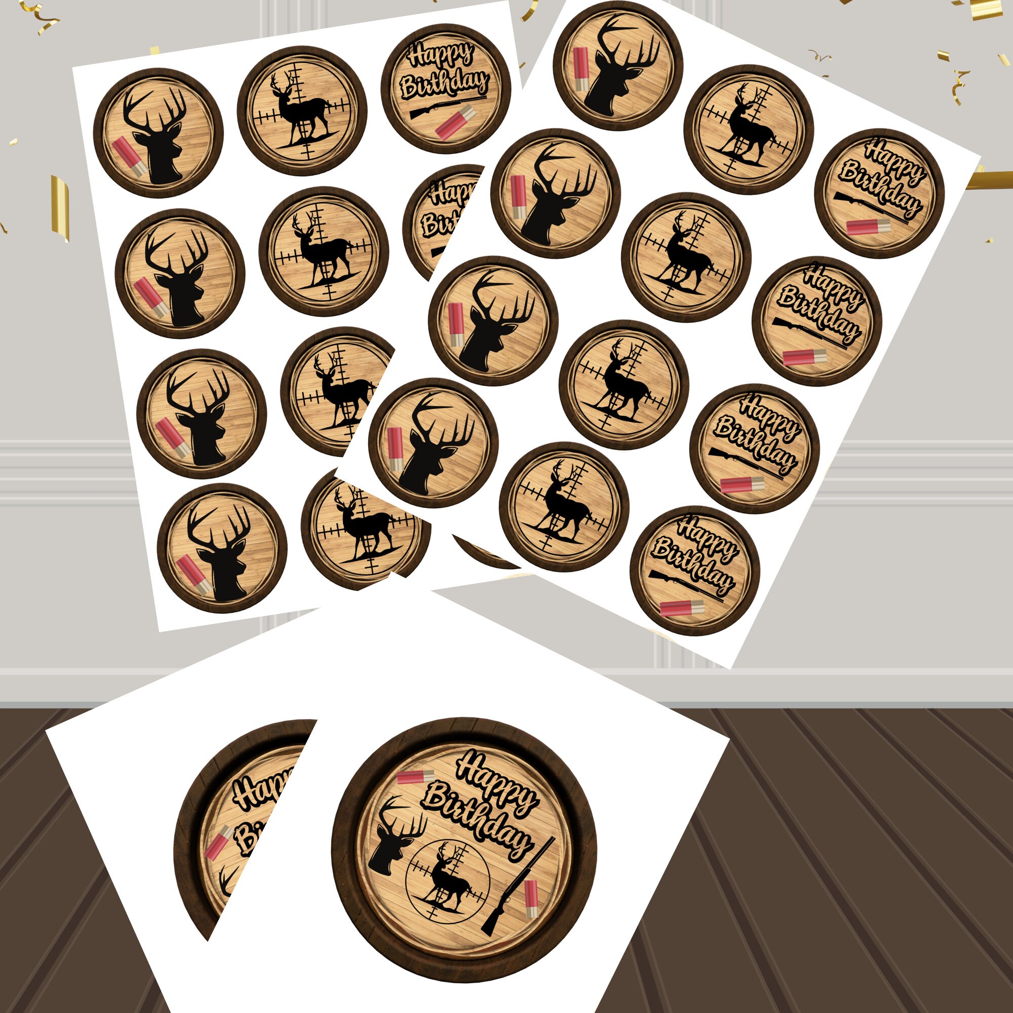 Deer Toppers,deer Hunting Birthday Party Cupcake and Cake Toppers,deer ...