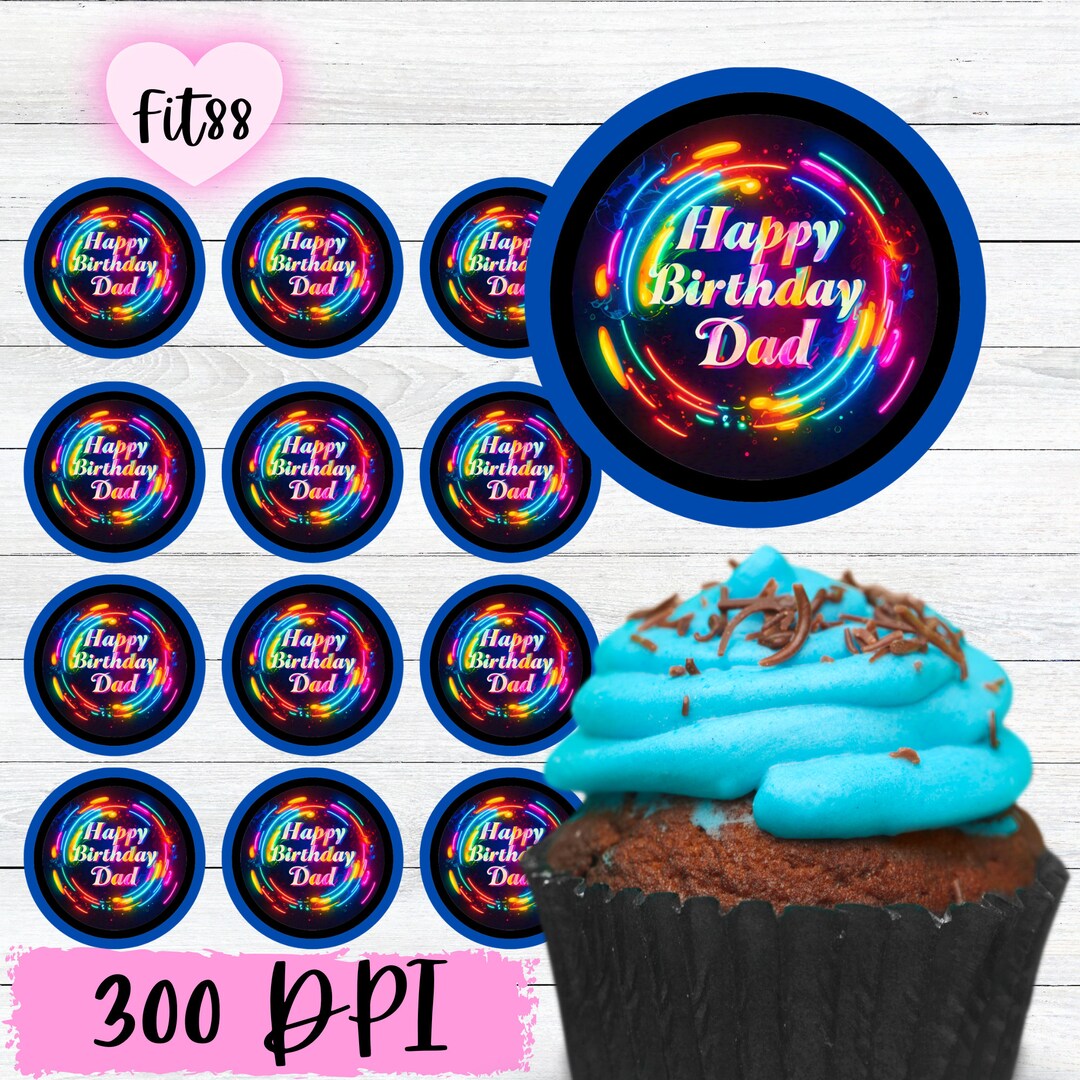 Neon Dad Toppers, Dad Cupcake Toppers, Dad Cake Toppers, Neon Party ...