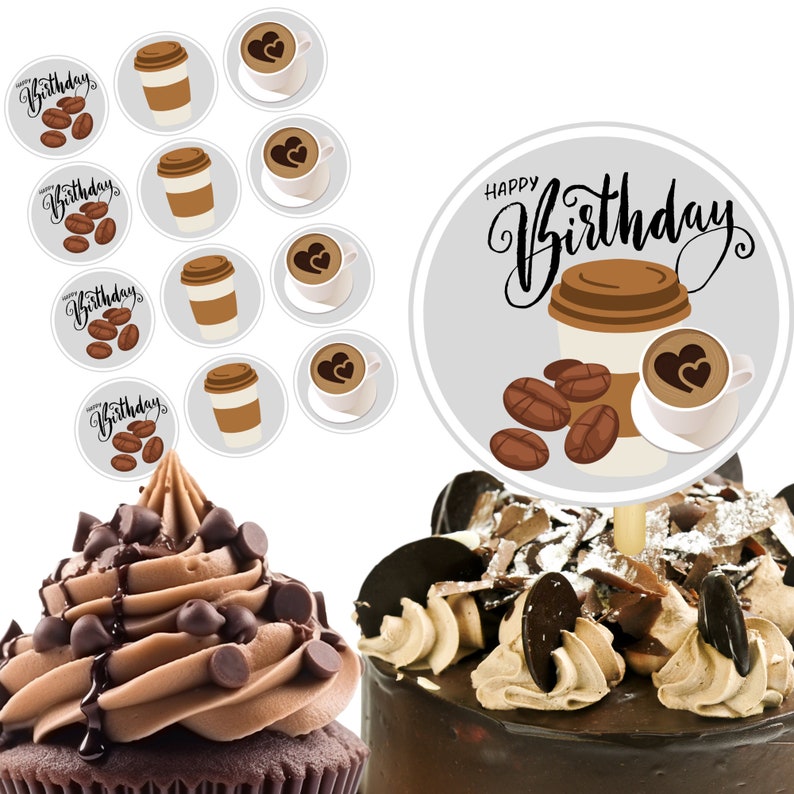 Coffee Toppers,coffee Birthday Cupcake & Cake Party Toppers,coffee ...