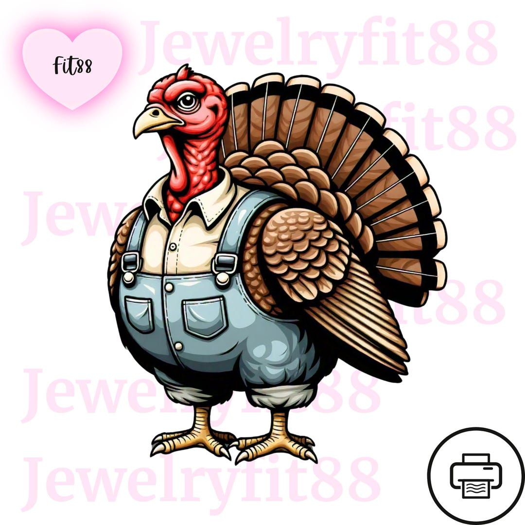 Turkey Transfer, Turkey PNG, Cute Turkey PNG, Turkey Clipart, Cute ...