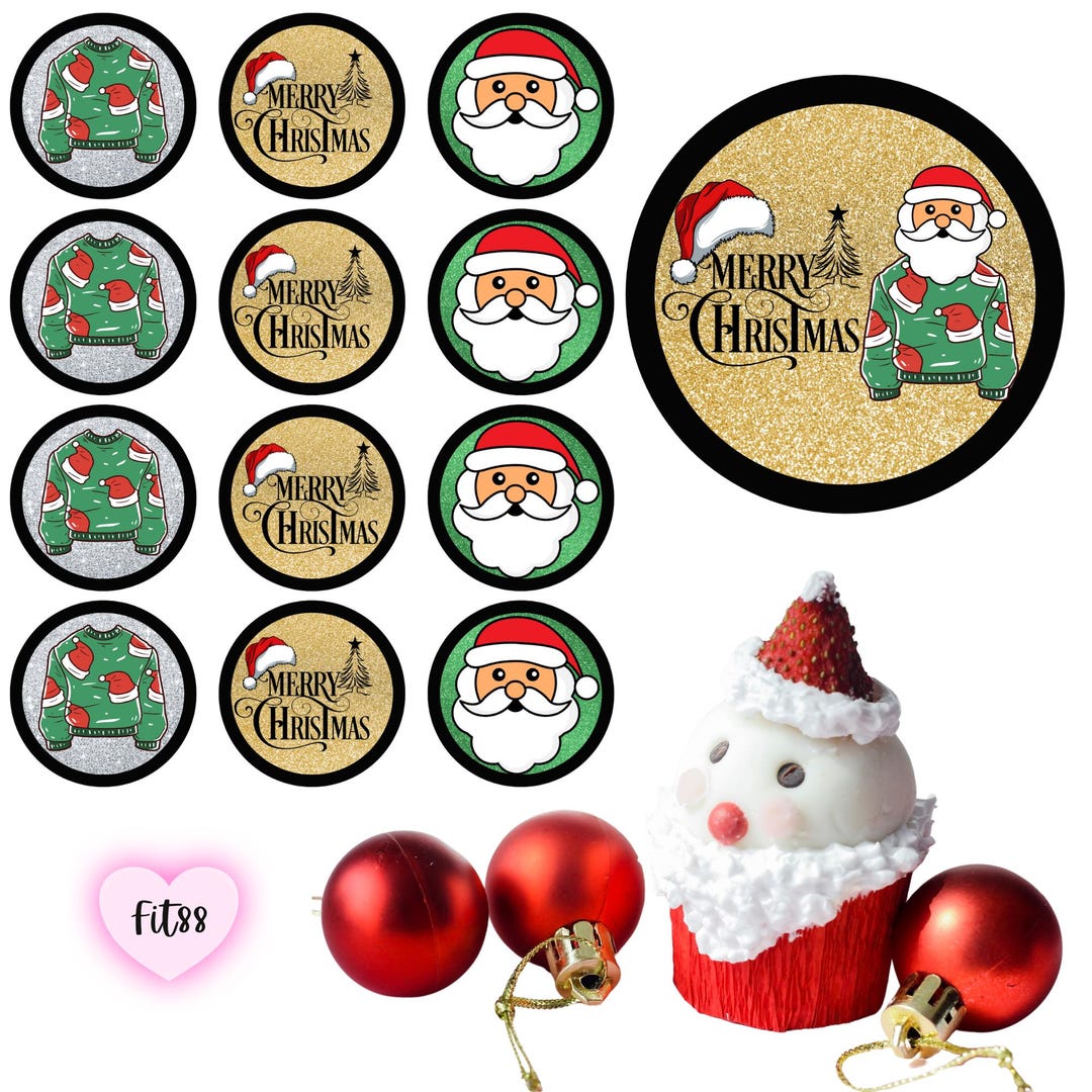 Santa Toppers, Santa Cake Topper, Santa Cupcake Toppers, Holiday Santa ...