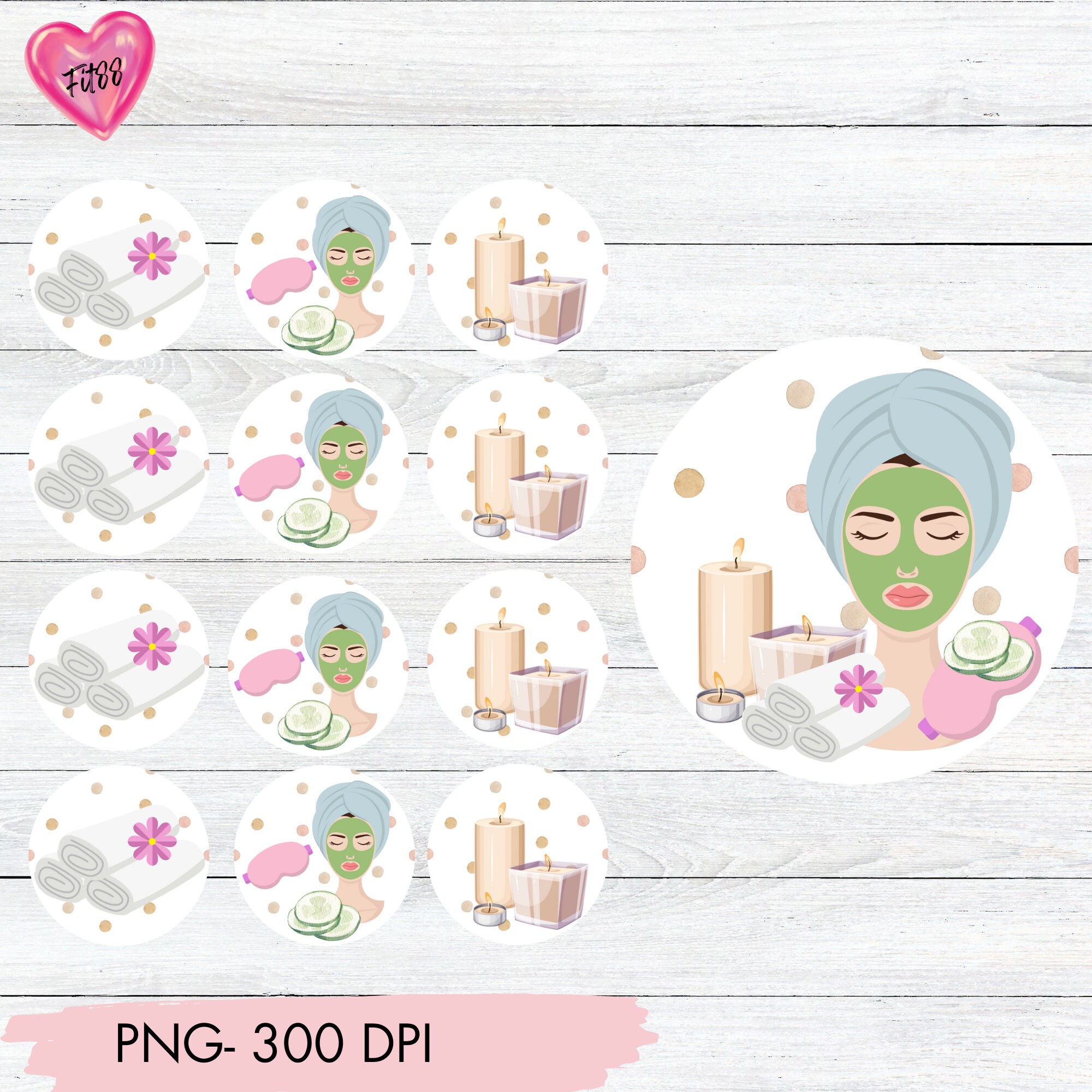 Spa Cupcake Toppers, Spa Cake Topper, Spa Party Toppers, Spa Day, Spa ...